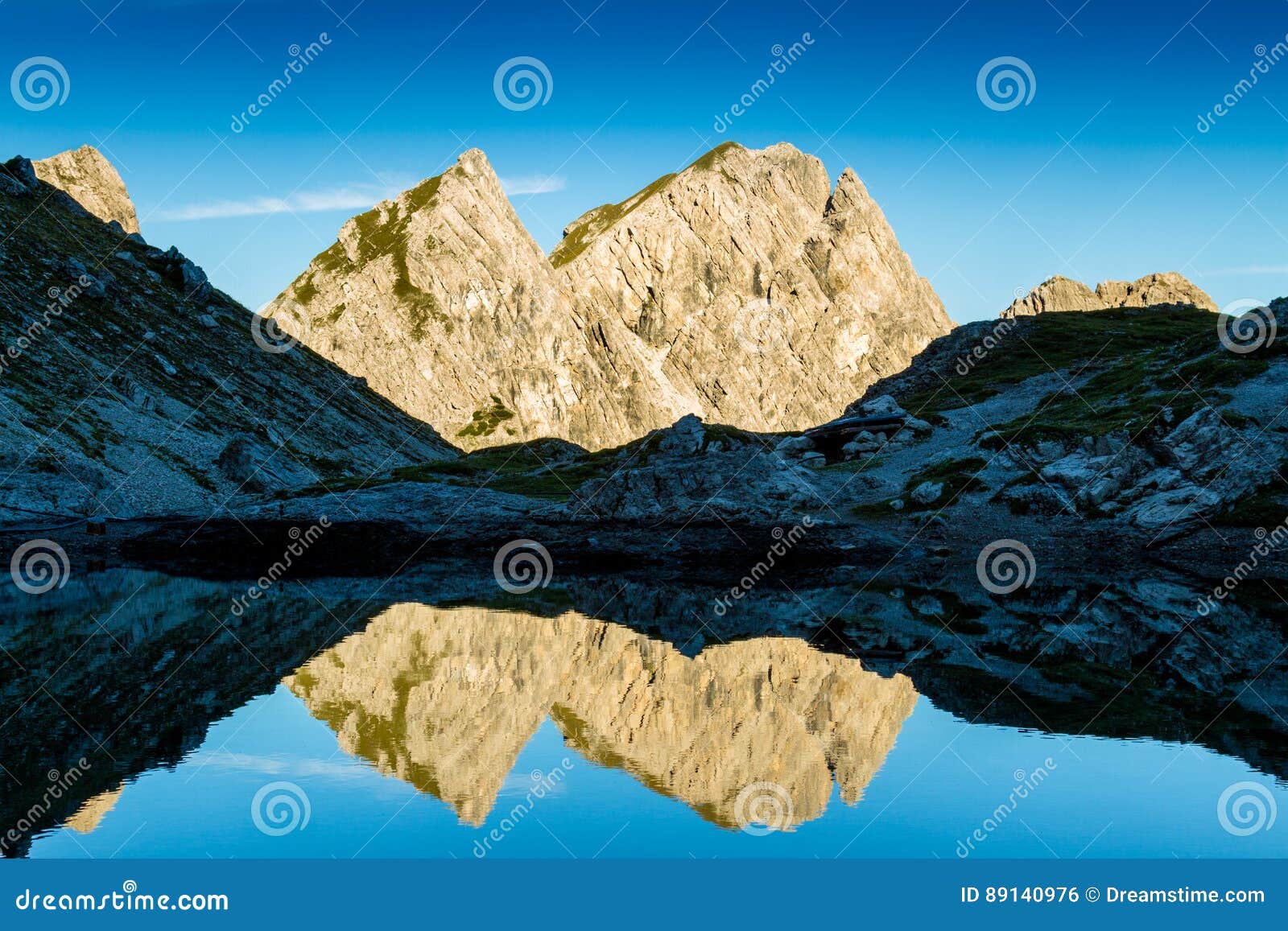 Reflection of Mountains stock photo. Image of blue, hiking - 89140976