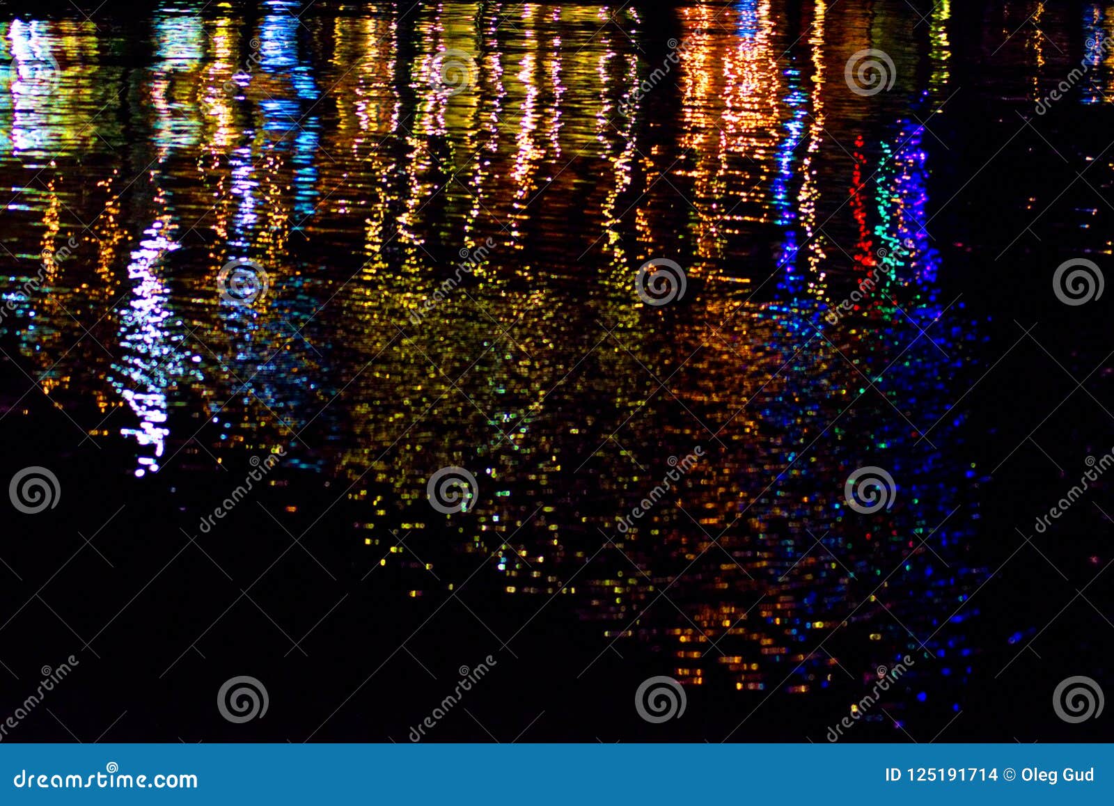 Reflection of Colored Lights in Water Stock Photo - Image of river ...