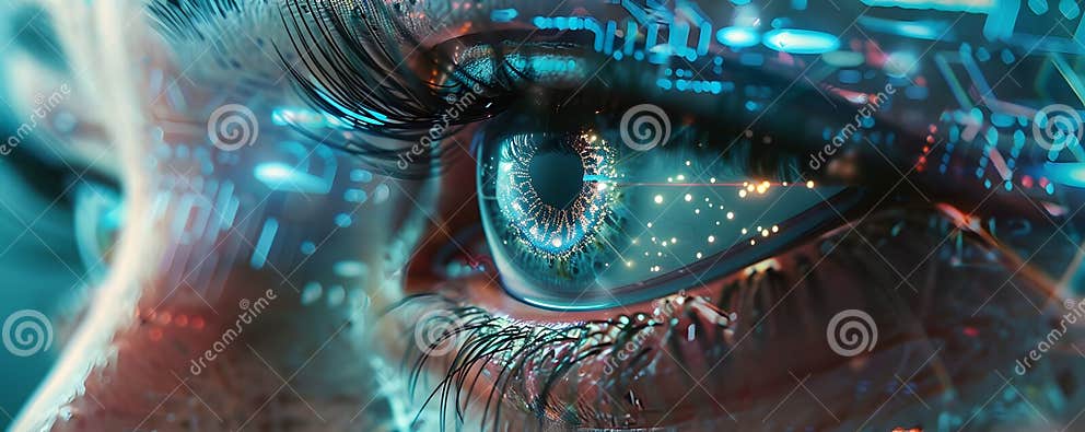 The Reflection of the Neural Network in the Eye Stock Photo - Image of ...