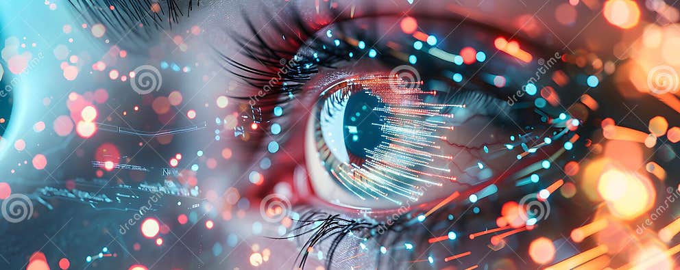 The Reflection of the Neural Network in the Eye Stock Photo - Image of ...