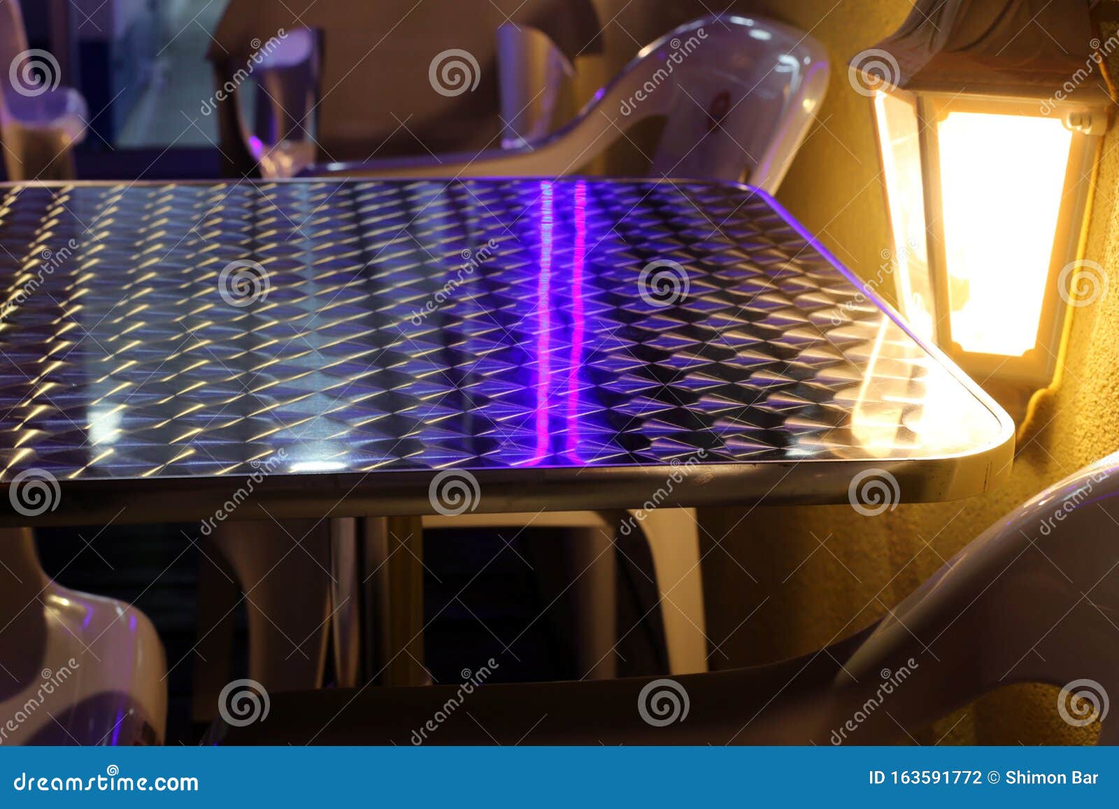 Reflection of Objects on a Glass and Water Surface. Stock Photo - Image ...