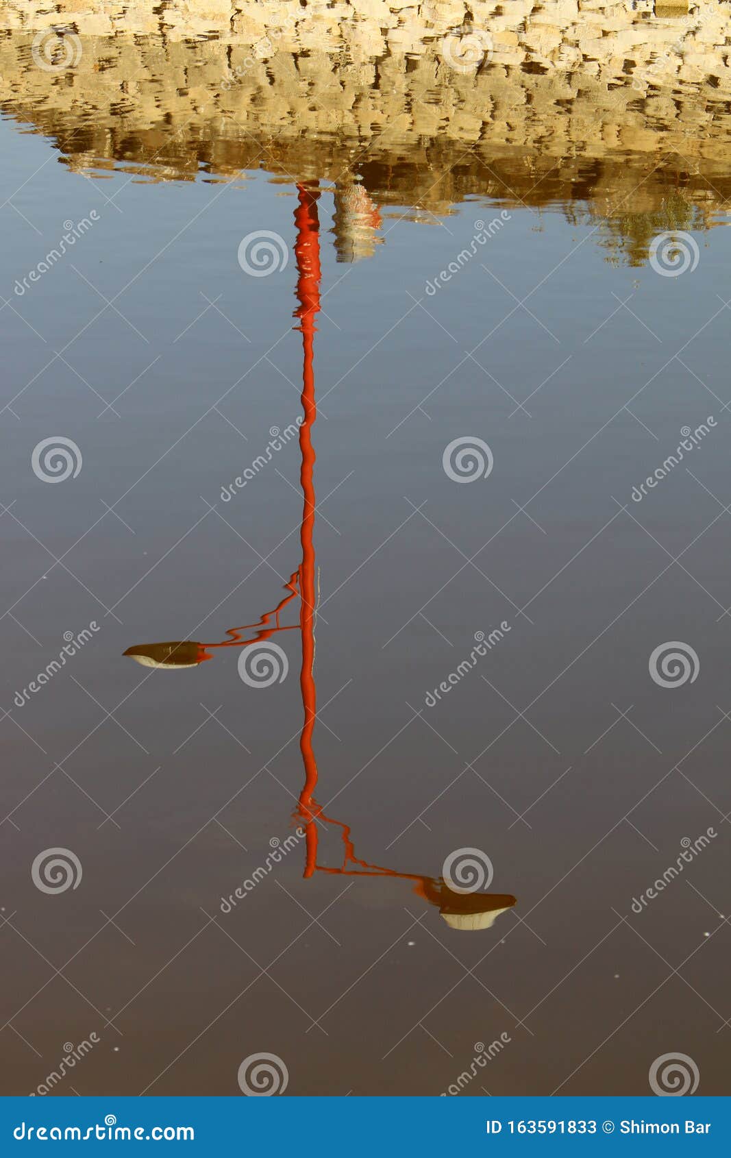 Reflection of Objects on a Glass and Water Surface. Stock Image - Image ...