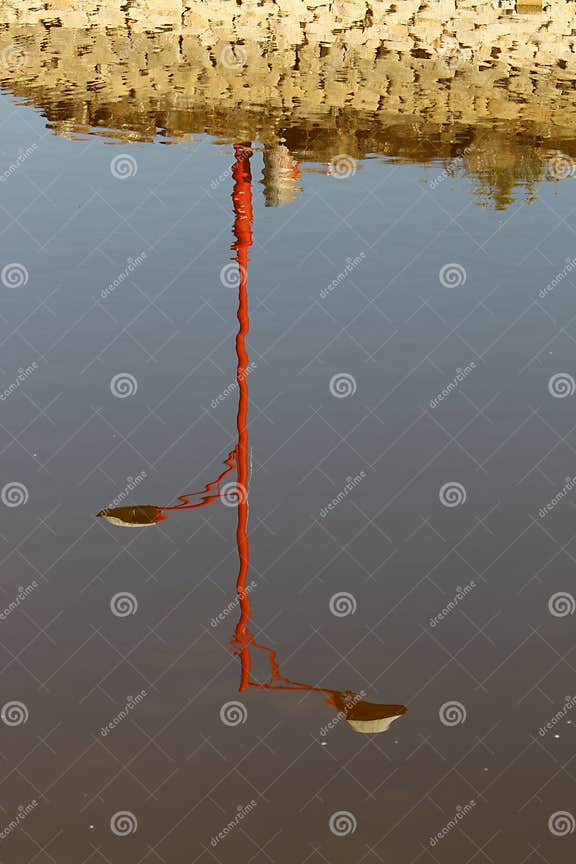 Reflection of Objects on a Glass and Water Surface. Stock Image - Image ...