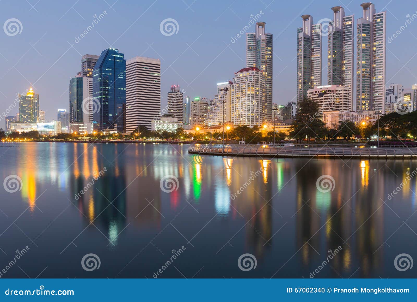 Reflection of Office Building Night View Stock Photo - Image of ...