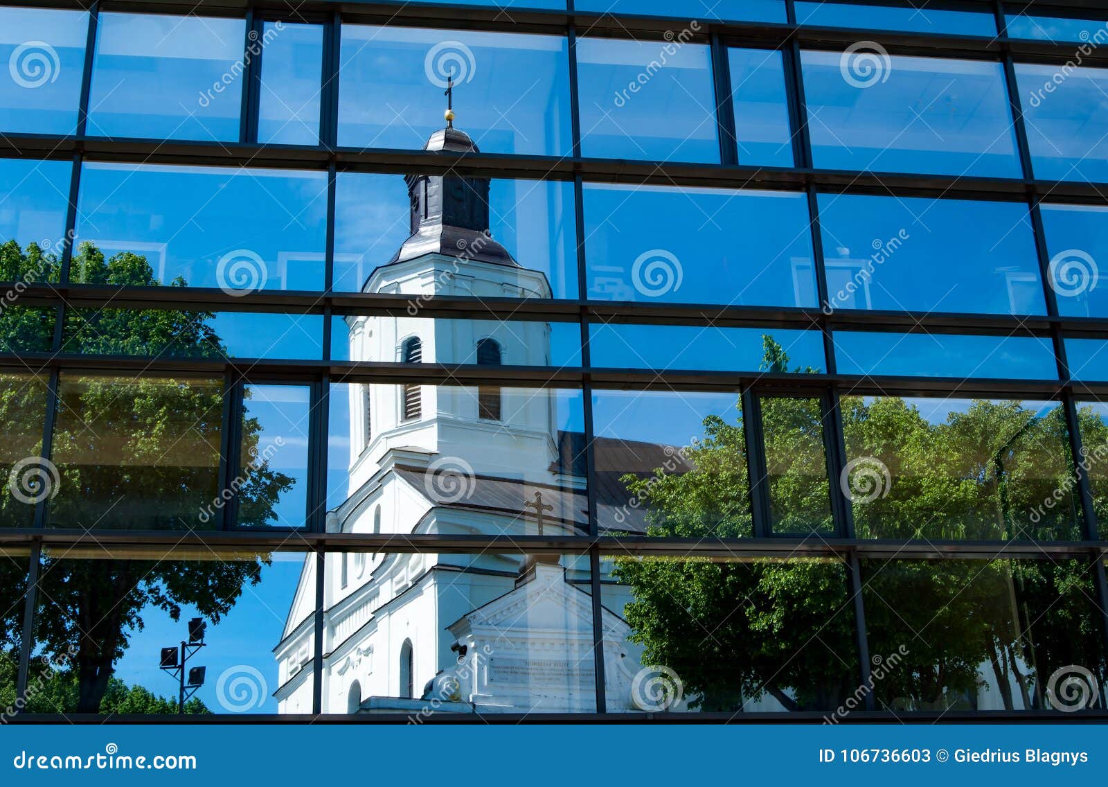 Reflection of old church stock image. Image of abstract - 106736603