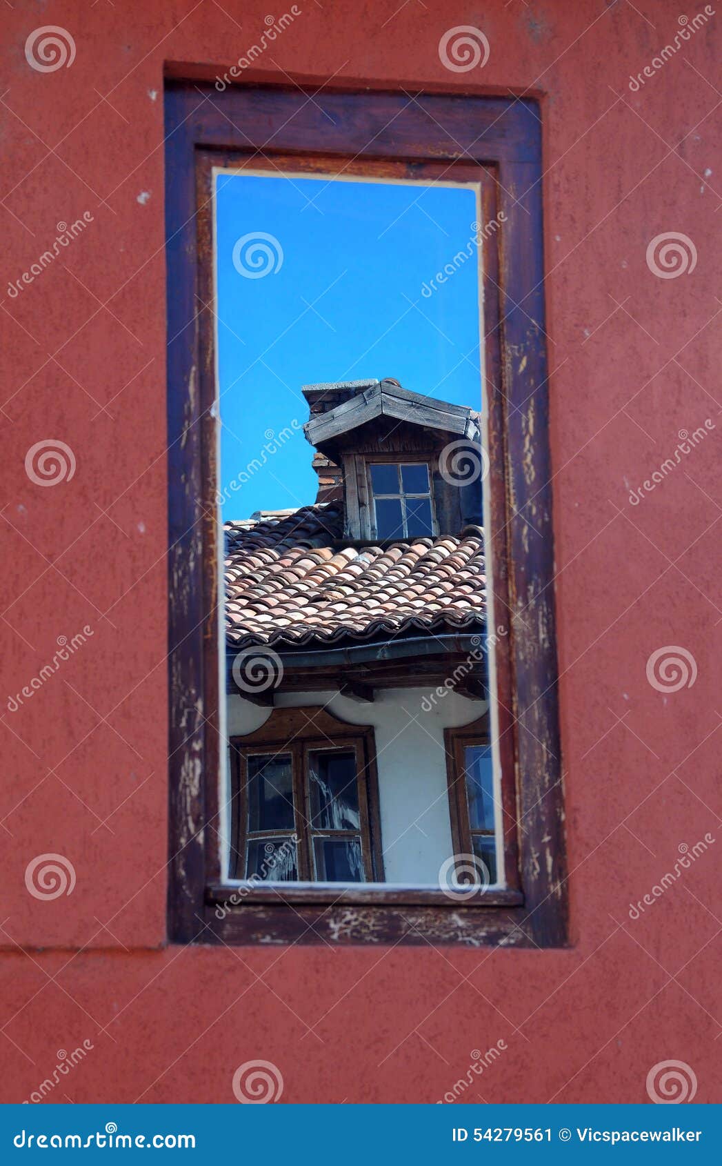 Reflection in the Old House Window Stock Image - Image of close ...