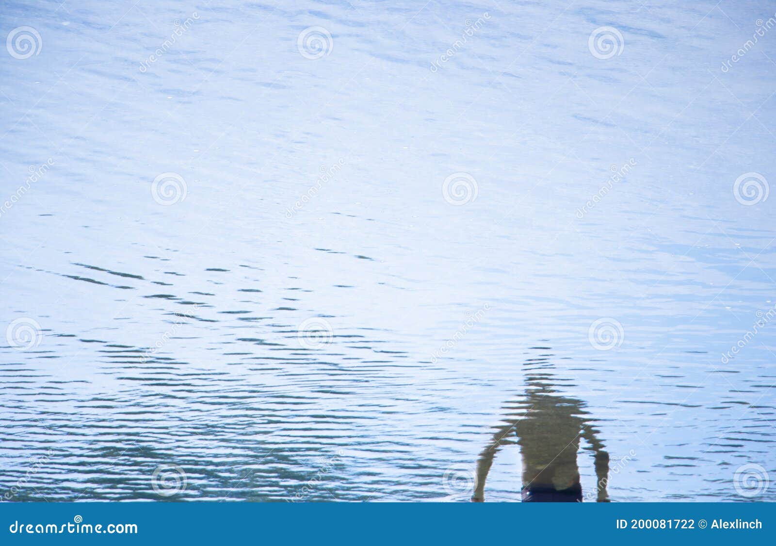 Reflection of One Man Standing in Water Stock Photo - Image of enter ...