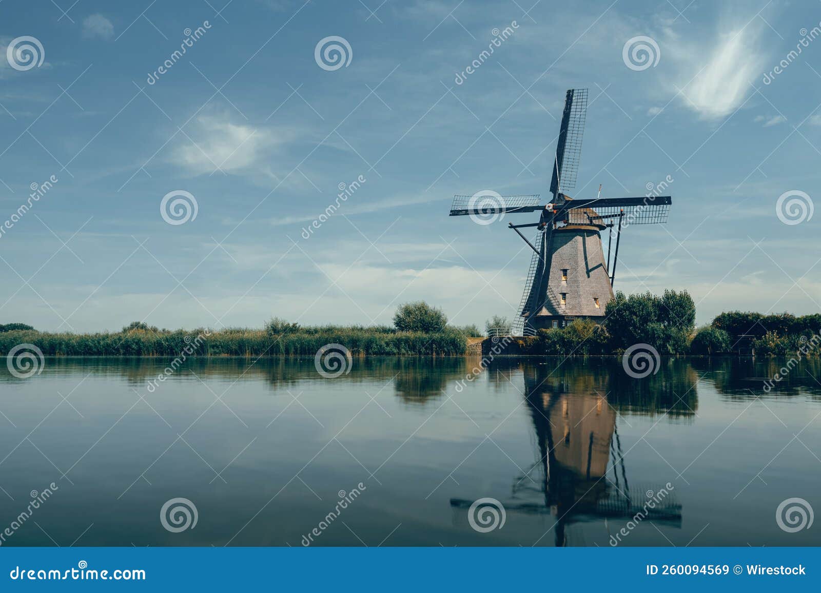 Reflection of One of the Windmills at Kinderdijk, UNESCO Heritage ...