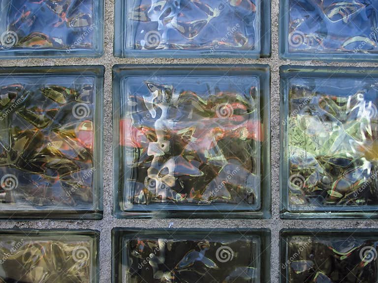 Reflection Pattern in Glass Block Window Stock Image - Image of color ...
