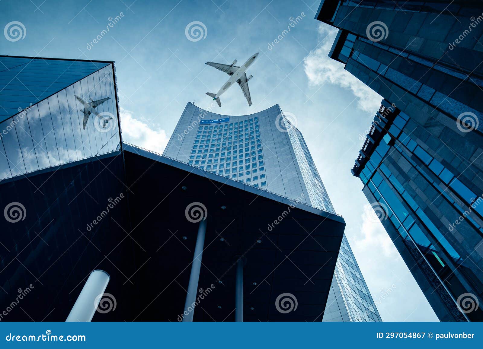 Airplane Reflection on the Glass Walls Stock Image - Image of airplane ...