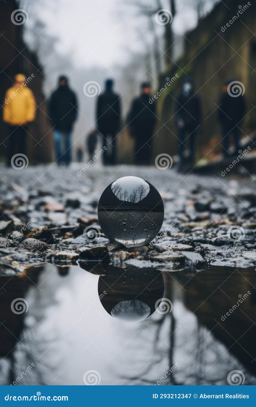 Reflection of People in a Puddle of Water Stock Illustration ...