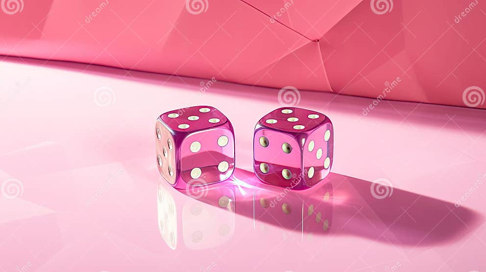 Reflection pink dice stock illustration. Illustration of simple - 313811289
