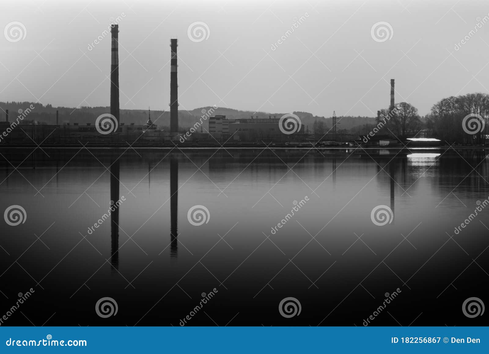 Reflection of the Plant and TPP Pipes on the Water Surface. Stock Image ...