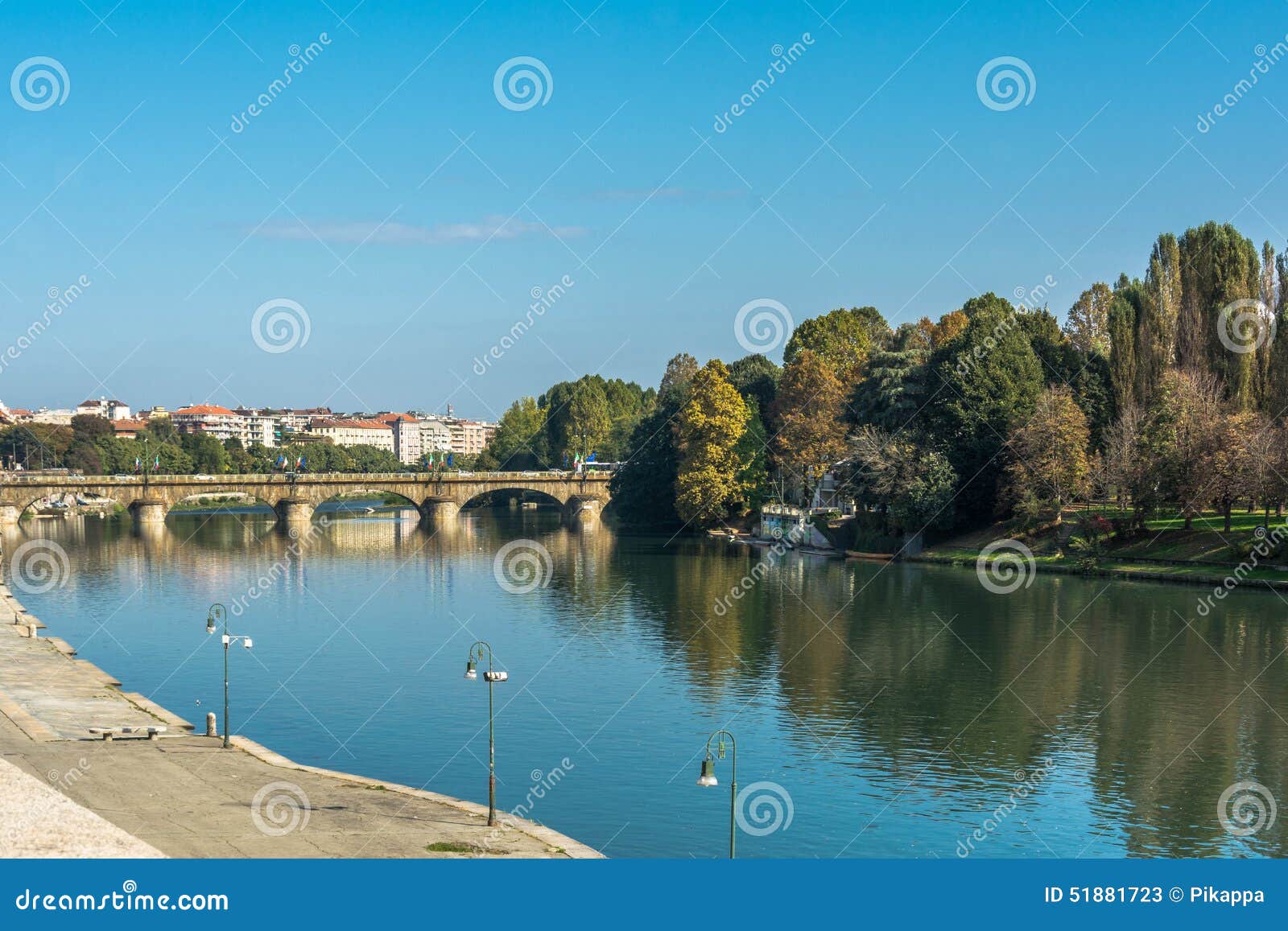 Reflection in the Po River, Turin, Italy Stock Image - Image of lawn ...
