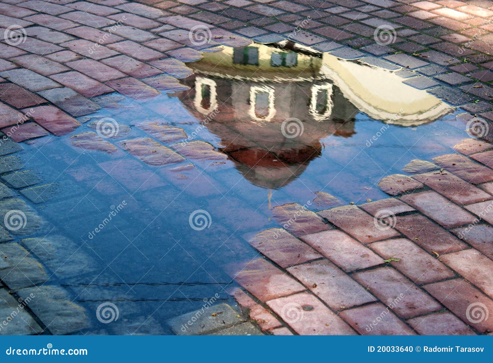 Reflection in the puddle stock photo. Image of alley - 20033640