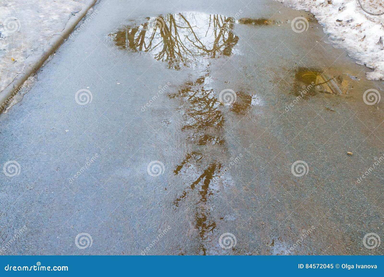 Reflection in puddle stock image. Image of urban, puddle - 84572045