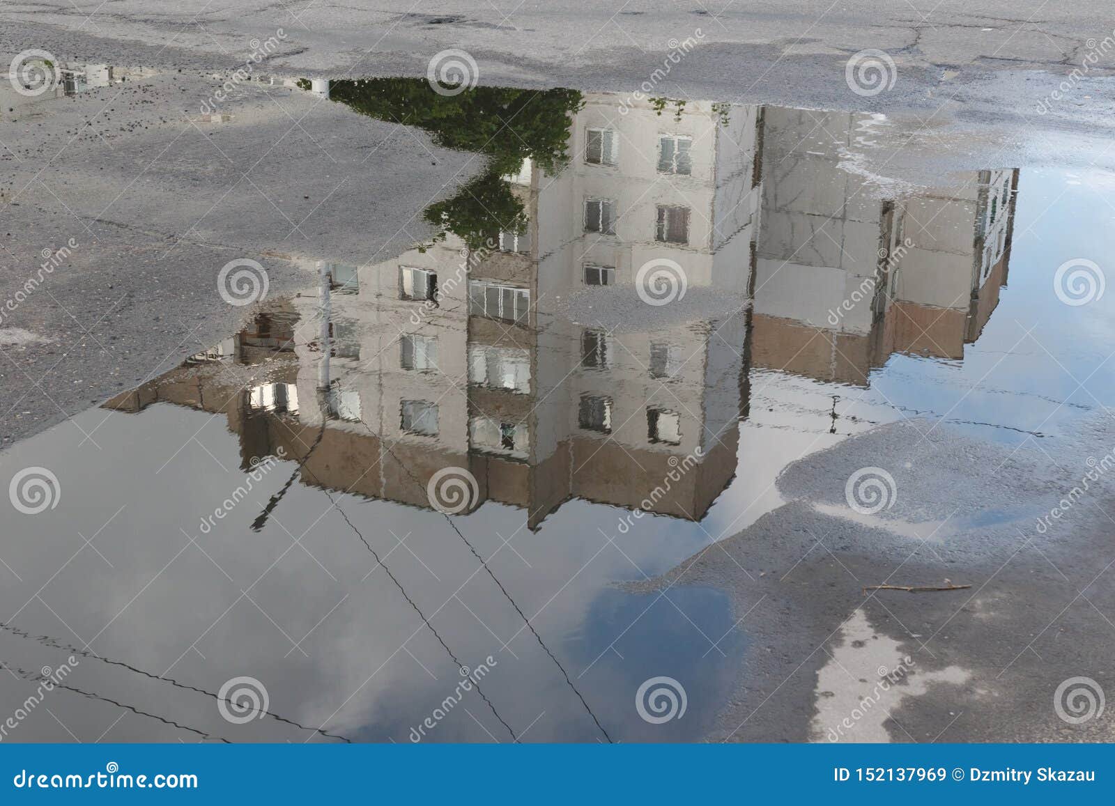 Reflection in a puddle stock image. Image of texture - 152137969