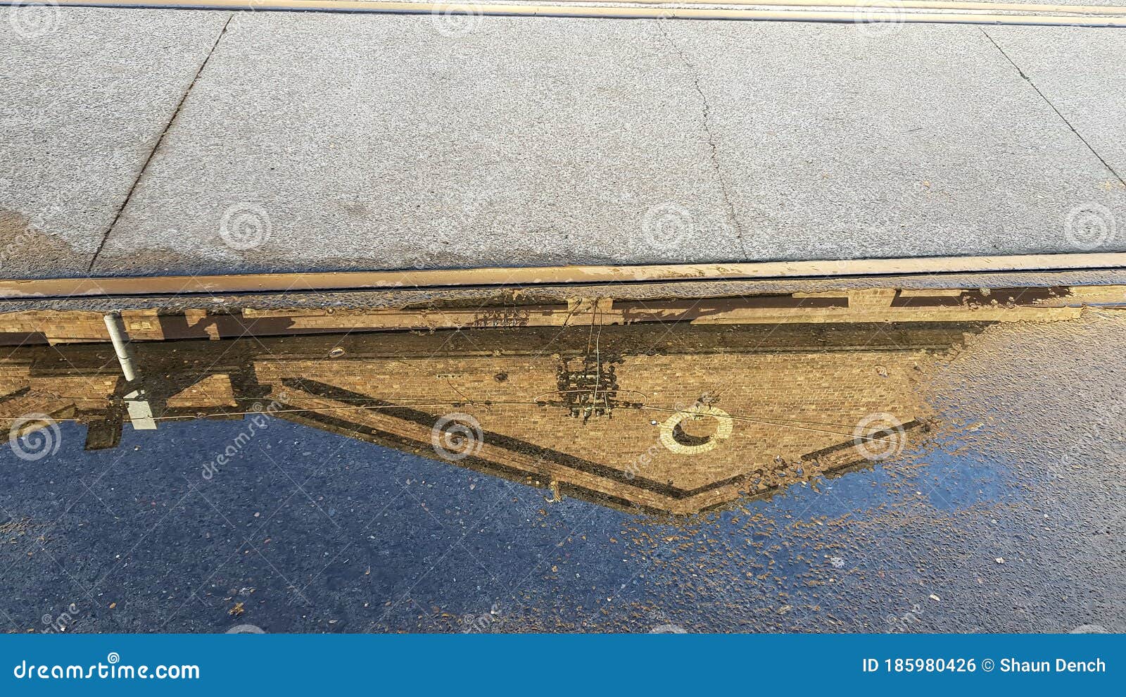 Reflection in a Puddle of Railway Workshops Sydney Stock Photo - Image ...