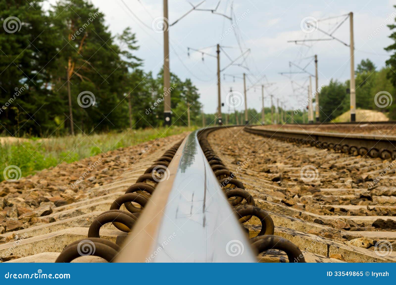 Reflection in a Rail Close Up. Stock Image - Image of clouds, distance ...