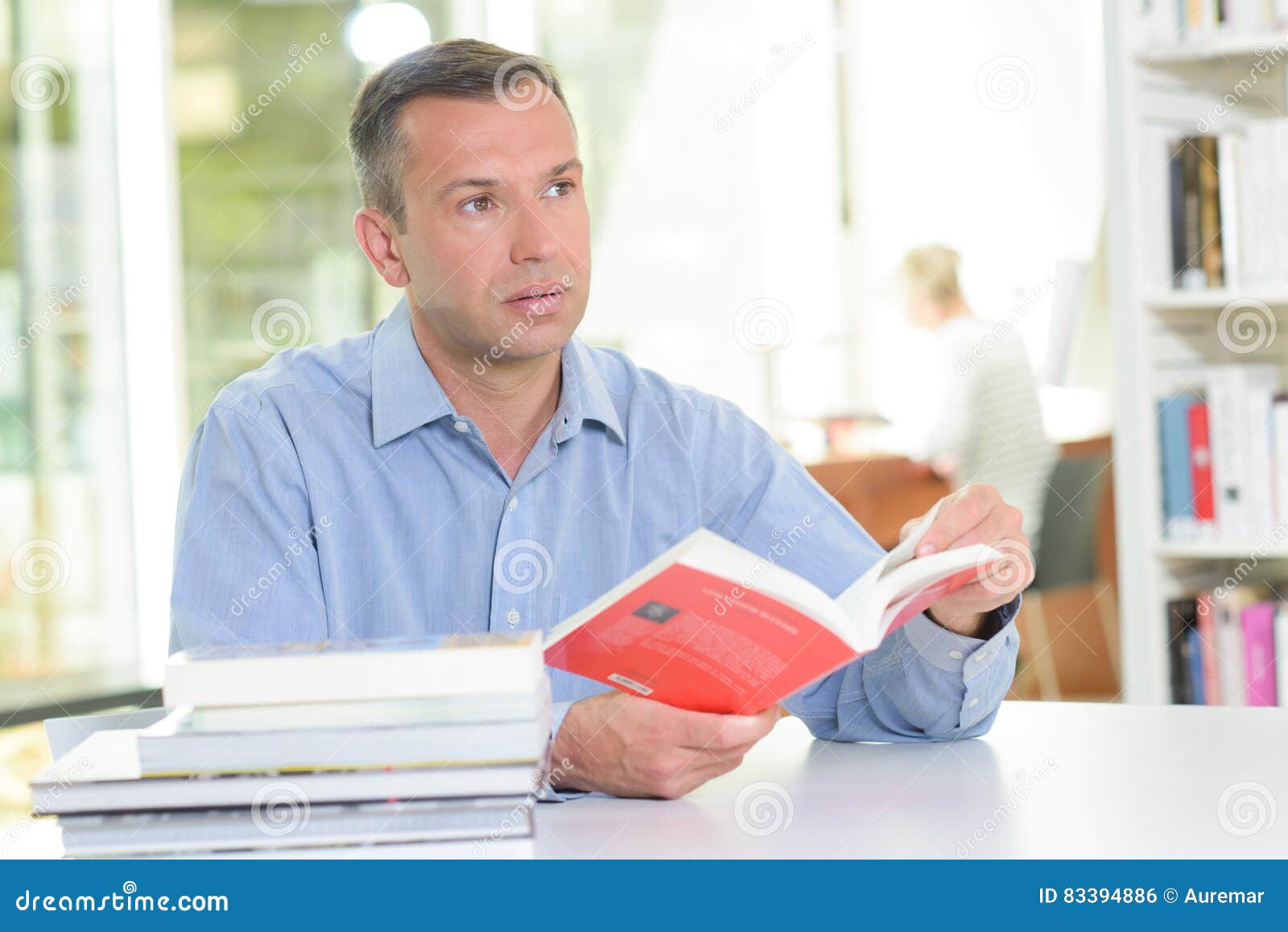 Reflection upon Reading Book Stock Photo - Image of copy, handsome ...