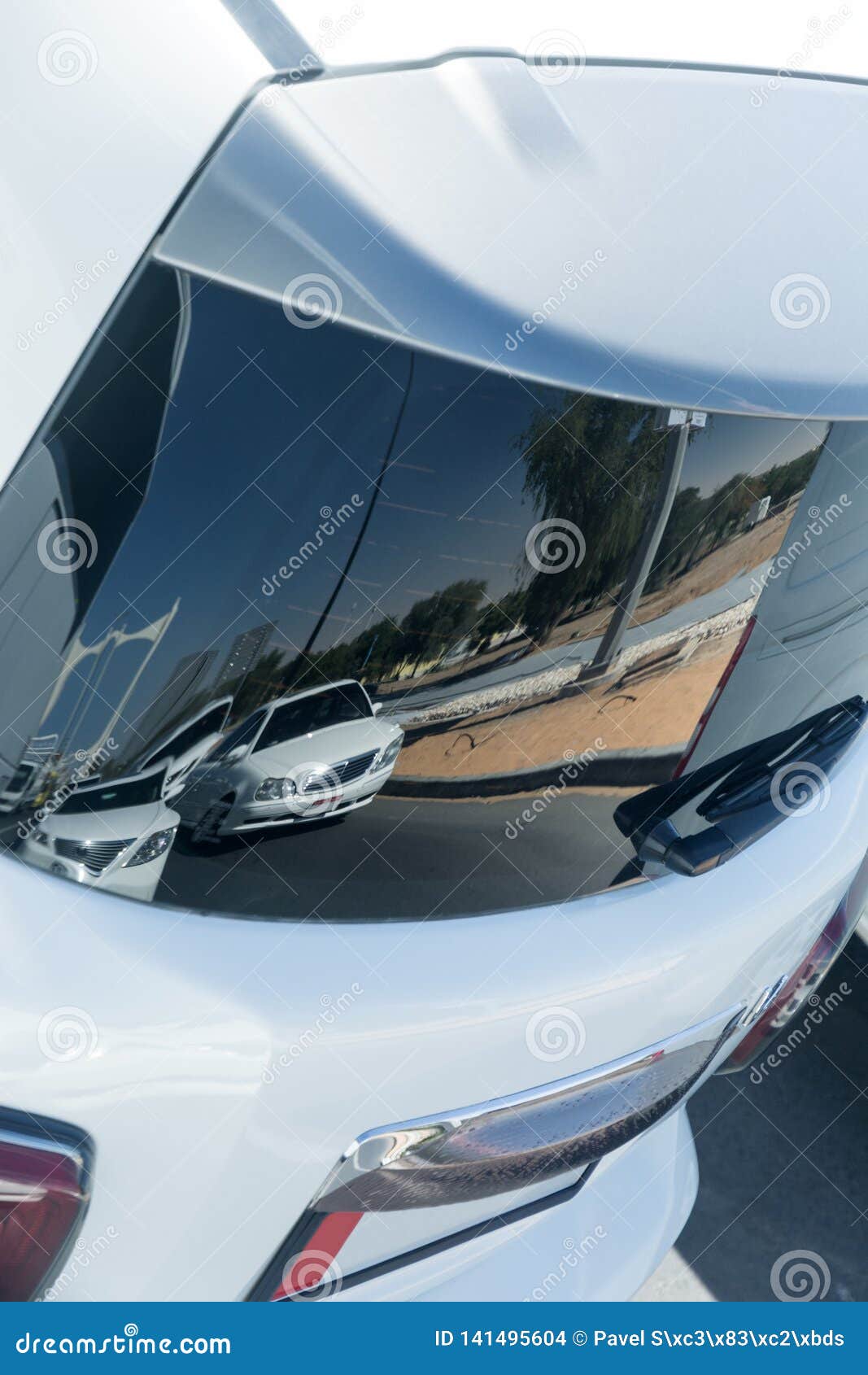 Reflection in the Rear Glass of a Car Stock Photo - Image of rear ...