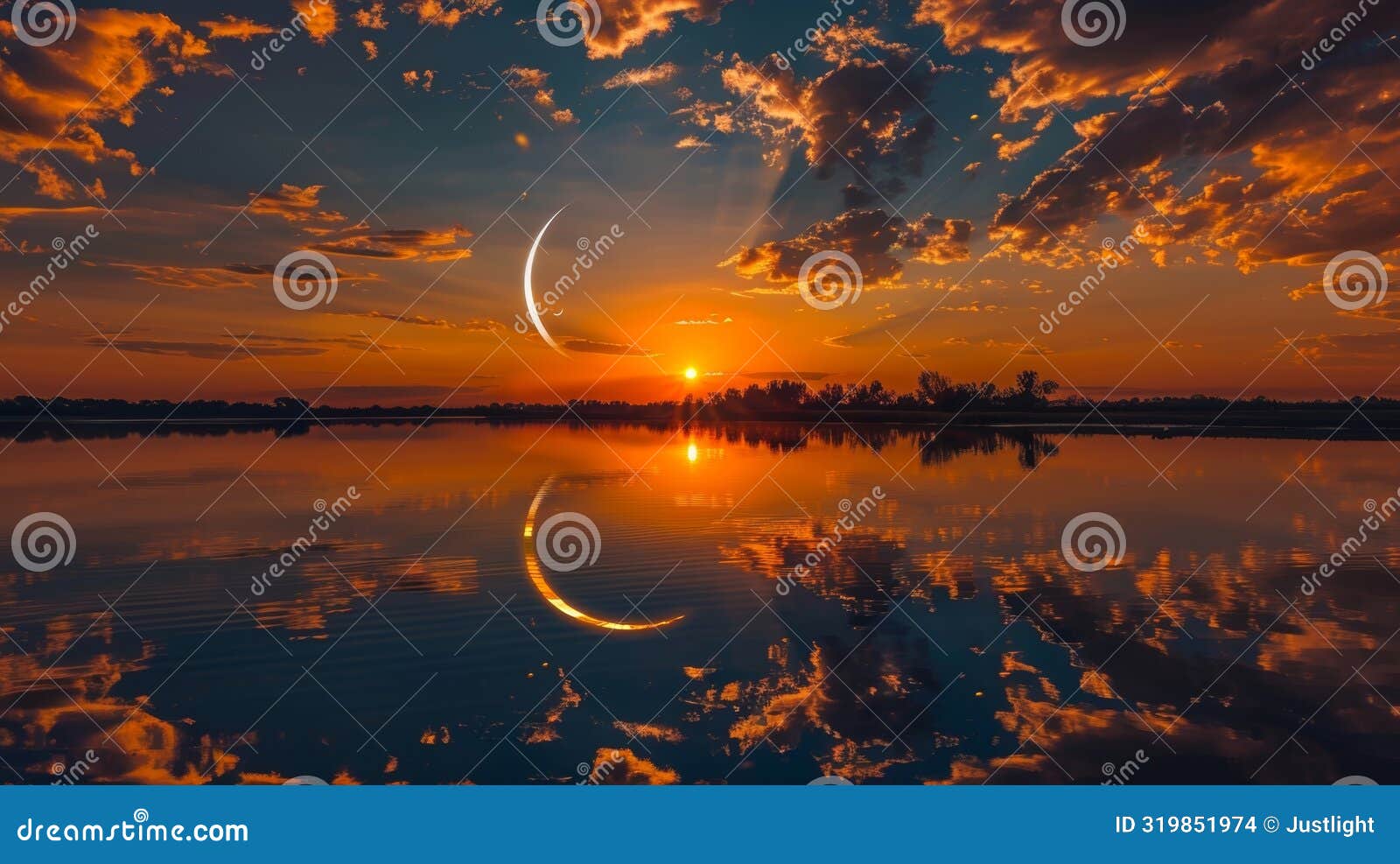 The Reflection of the Ring of Fire Solar Eclipse on a Tranquil Lake ...