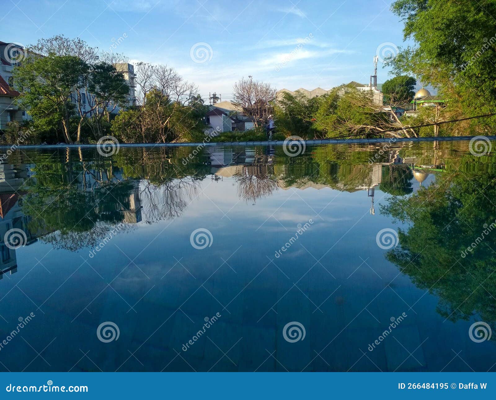 Reflection of the Scenery in the Pond Stock Image - Image of canal ...