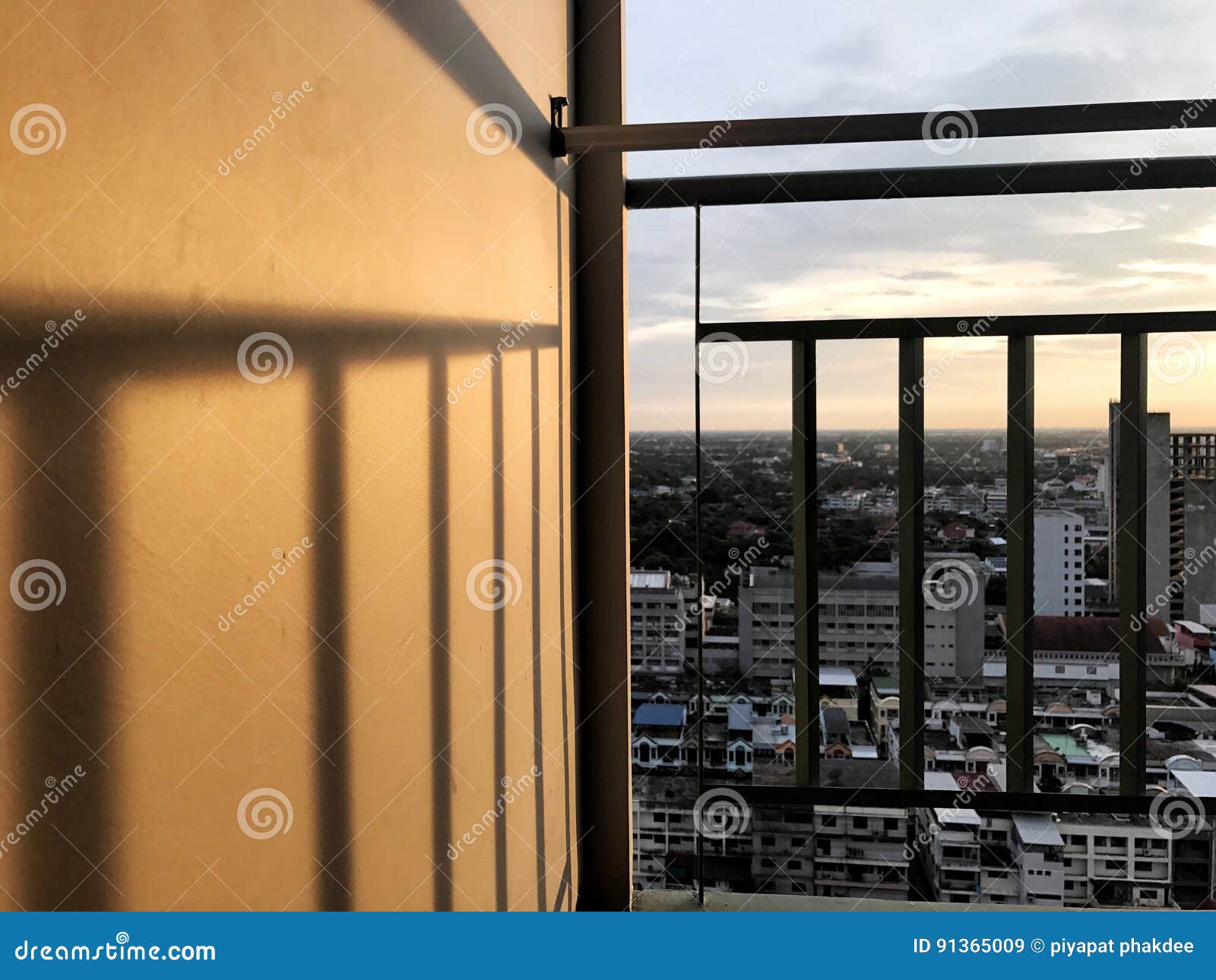 Reflection Shadow Balcony in Evening Stock Image - Image of modern ...