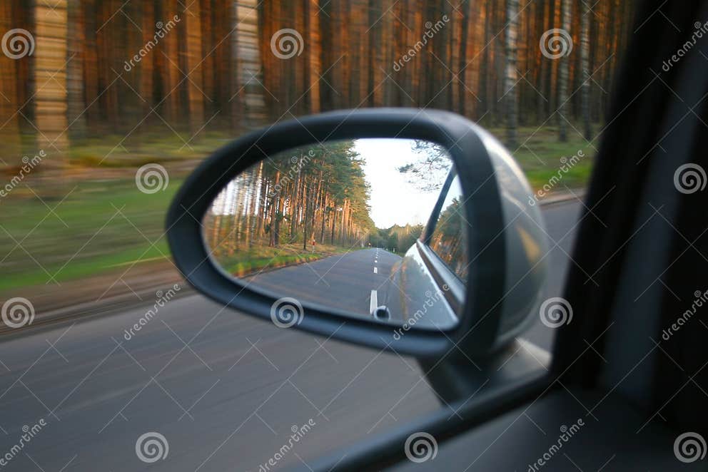 Reflection in the Side Mirror Stock Image - Image of road, reflection ...