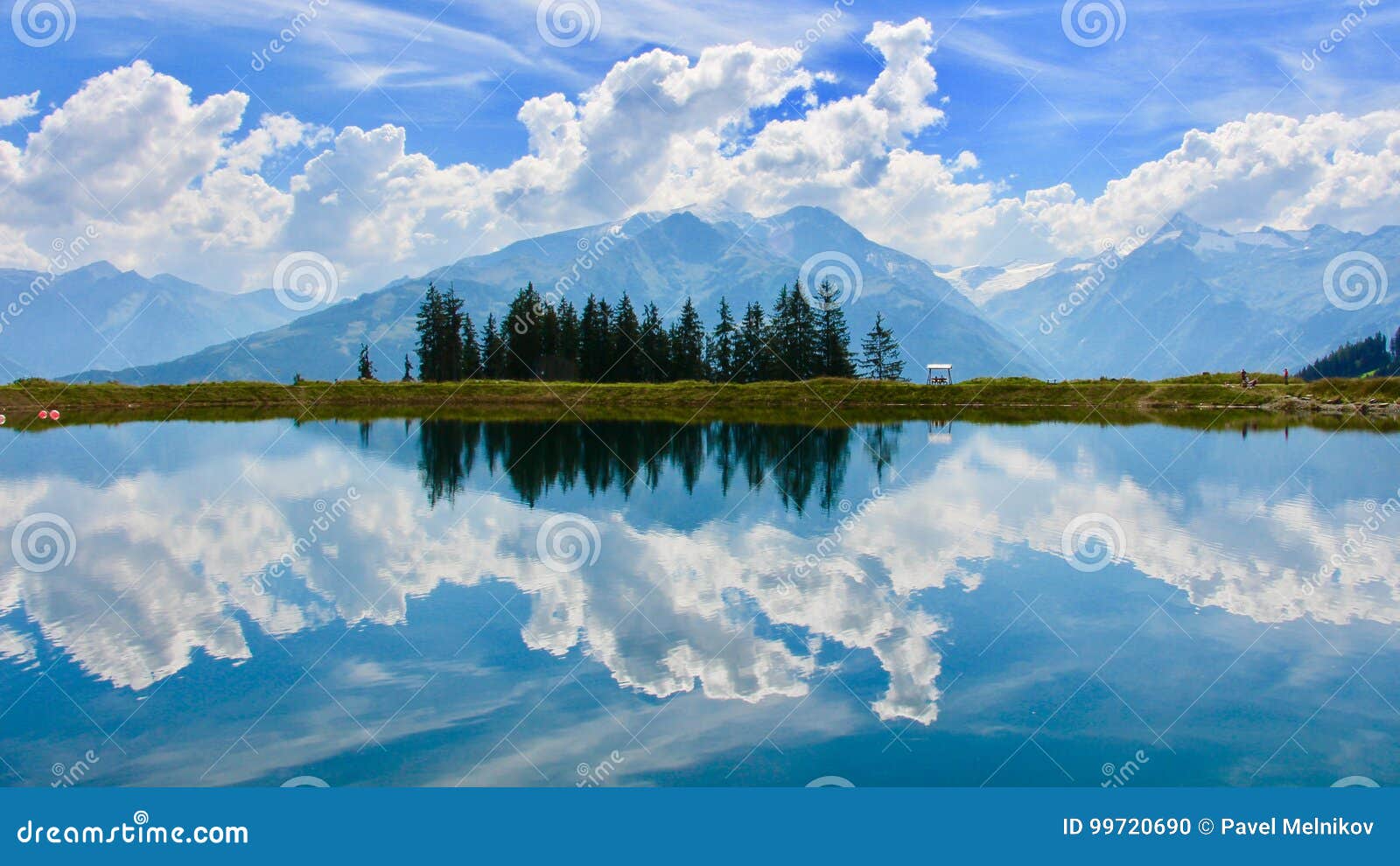 Reflection of the Sky in a Lake Stock Photo - Image of trees, clouds ...