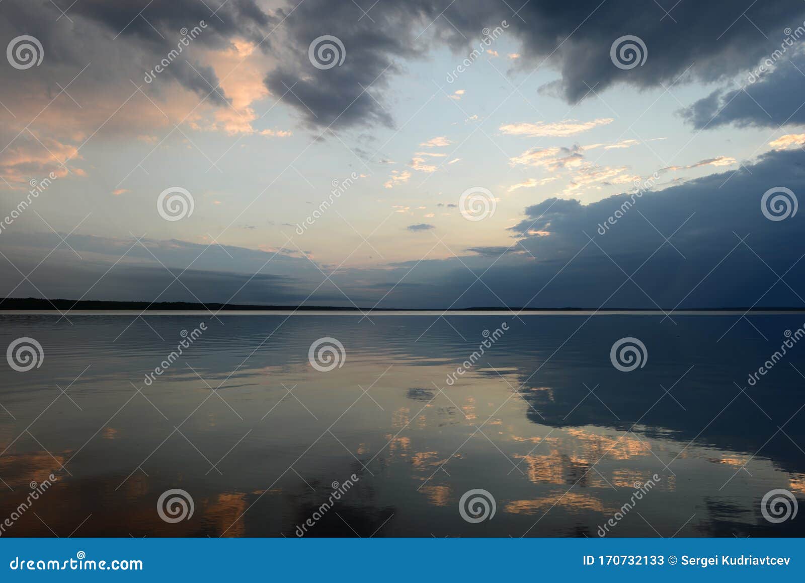 Reflection of the Sky in the Lake Water in the Calmness at Sunset Stock ...