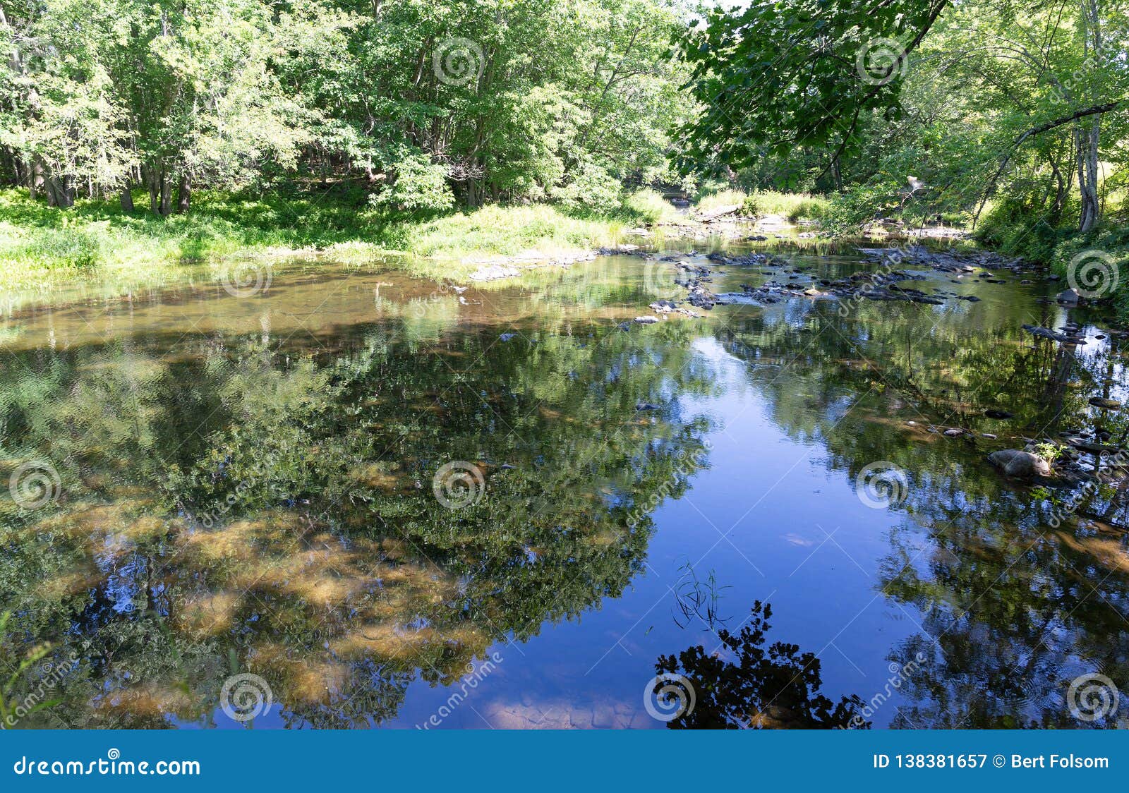 Reflection of Sky on Sandy River in Unity Maine in the Summertime Stock ...