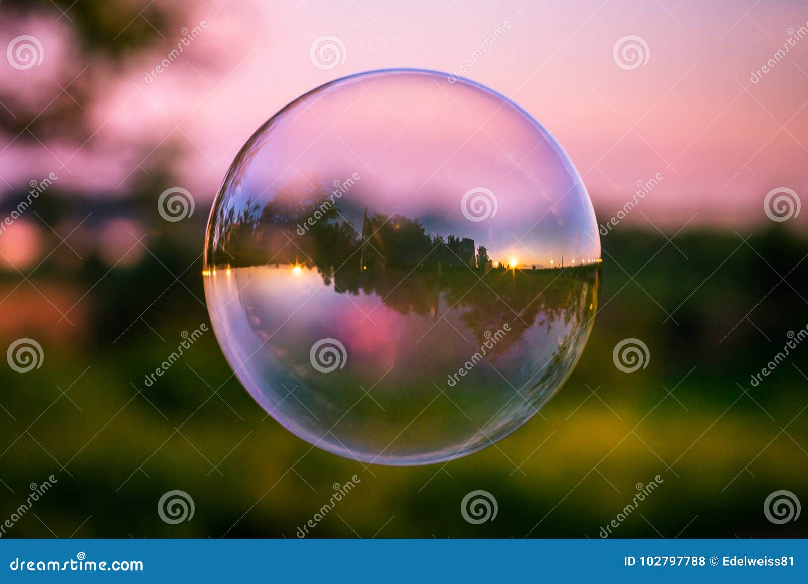 Reflection Sky in the Soap Bubble Stock Photo - Image of creativity ...