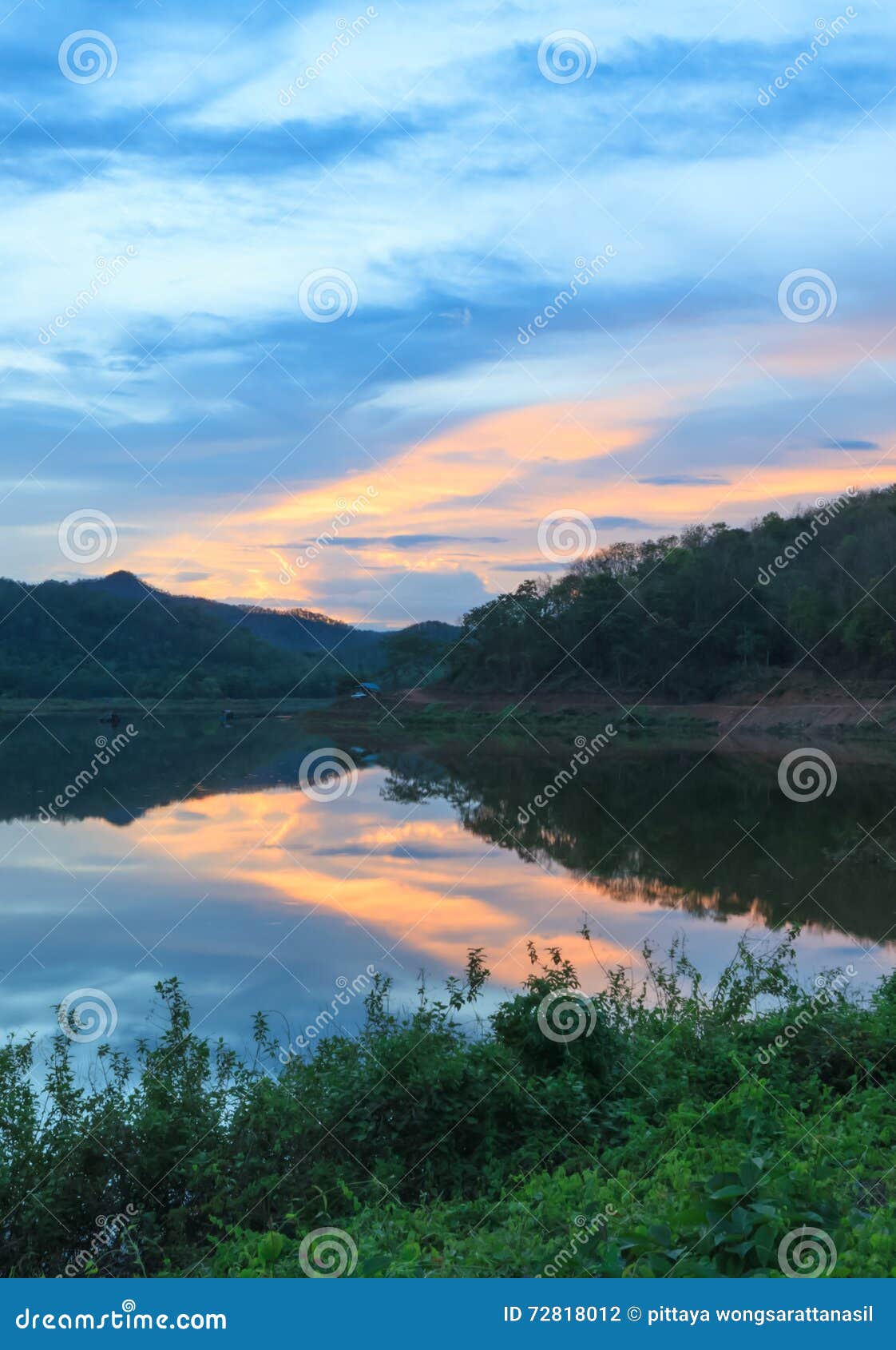 Reflection Sky View in Lake Stock Photo - Image of water, view: 72818012