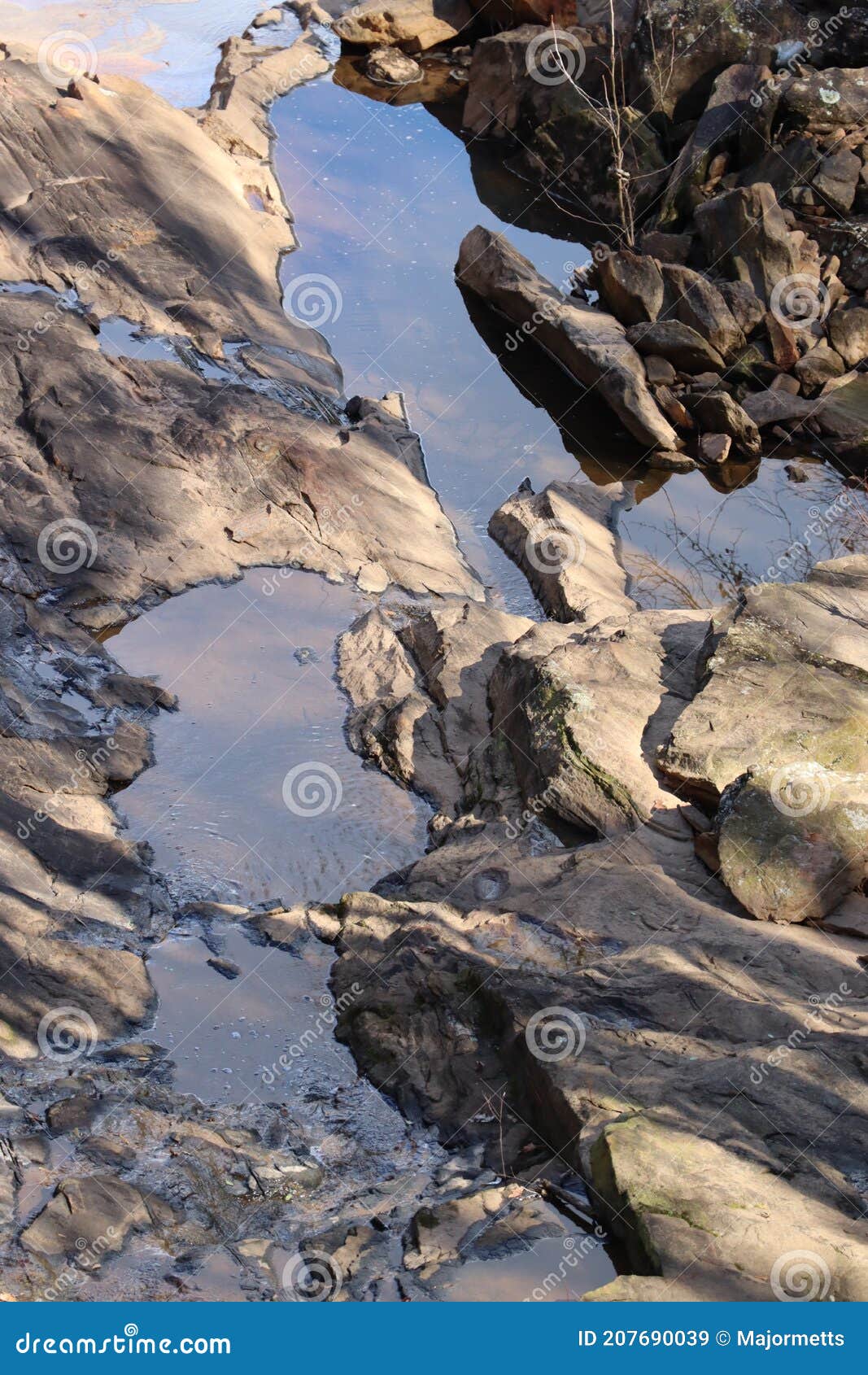 Reflection of Sky in Water on Rocks Stock Image - Image of water ...
