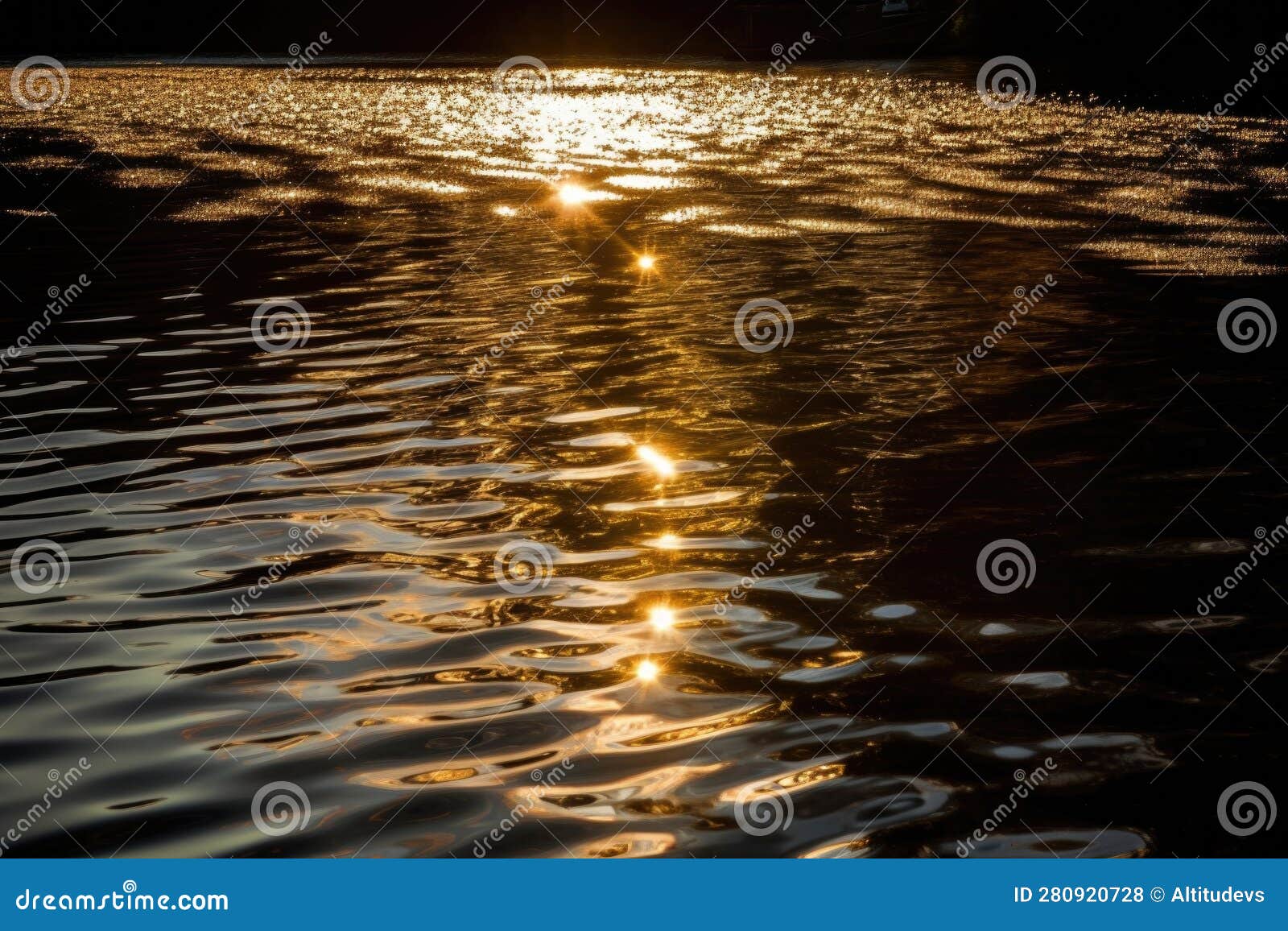 Reflection of Sparkling Light on the Waves of a Lake Stock Illustration ...