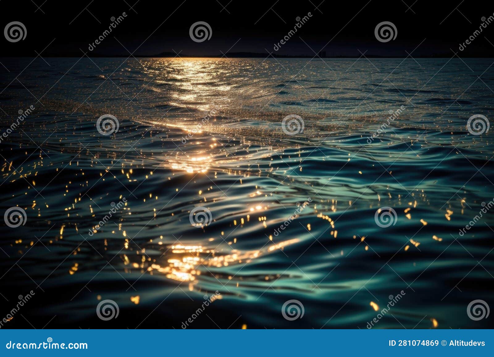Reflection of Sparkling Light on the Waves of a Lake Stock Illustration ...