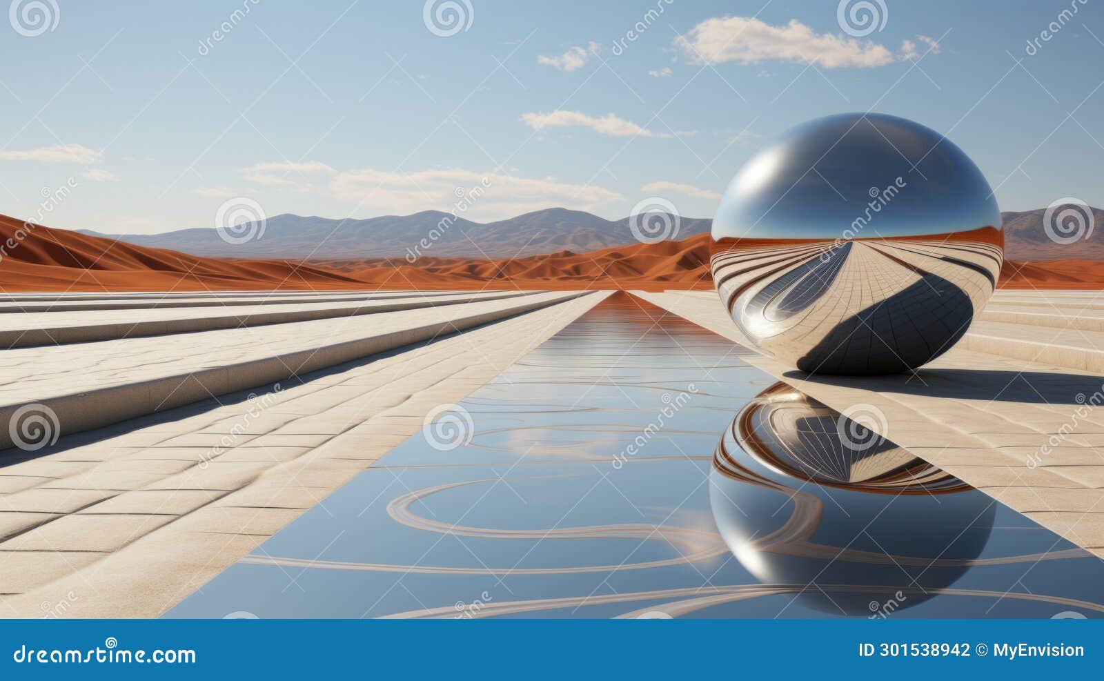 A Reflection of a Sphere on a Surface of Water Stock Illustration ...