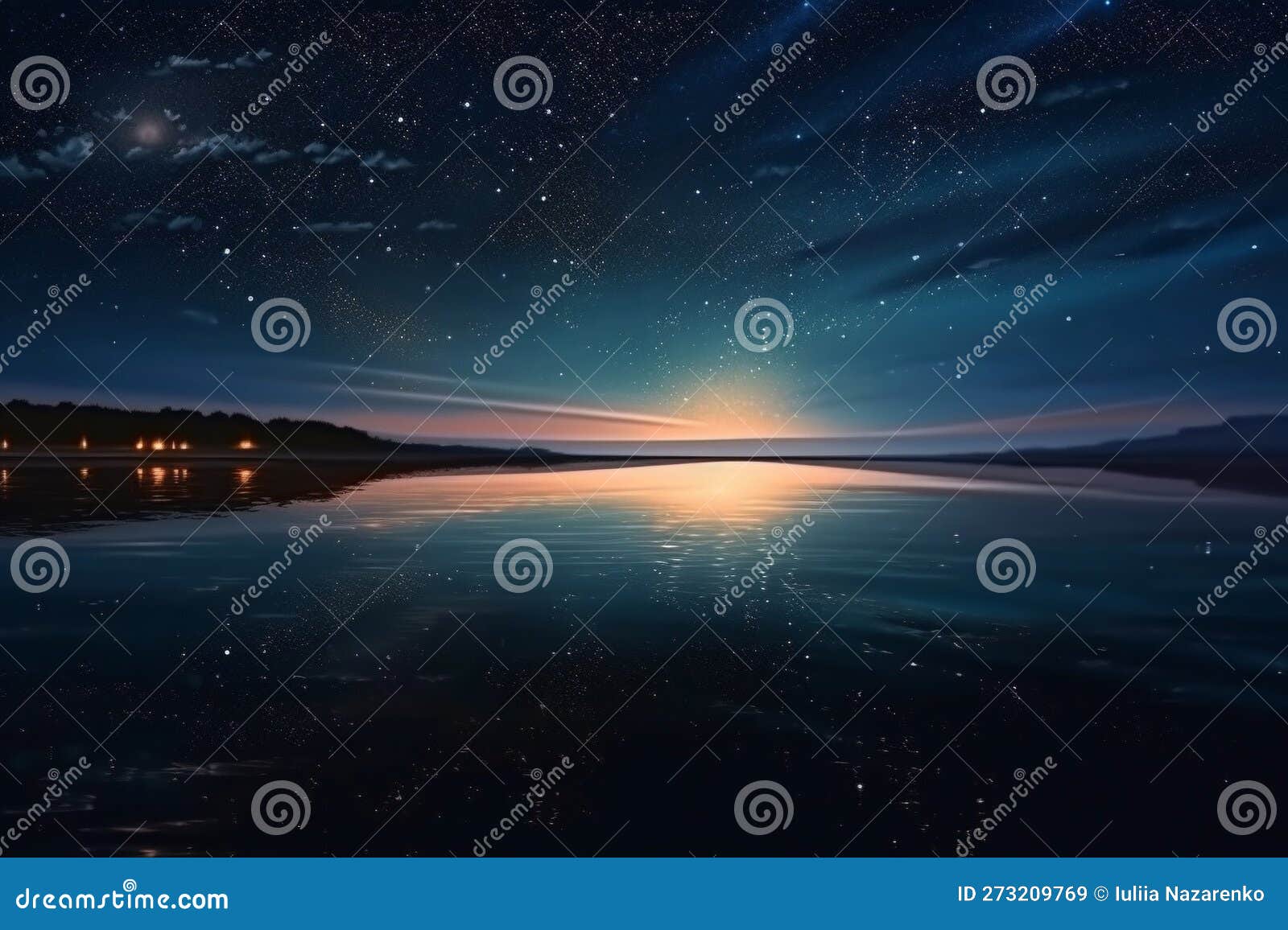 Reflection of the Starry Sky on the Sea Surface. AI Generated Stock ...