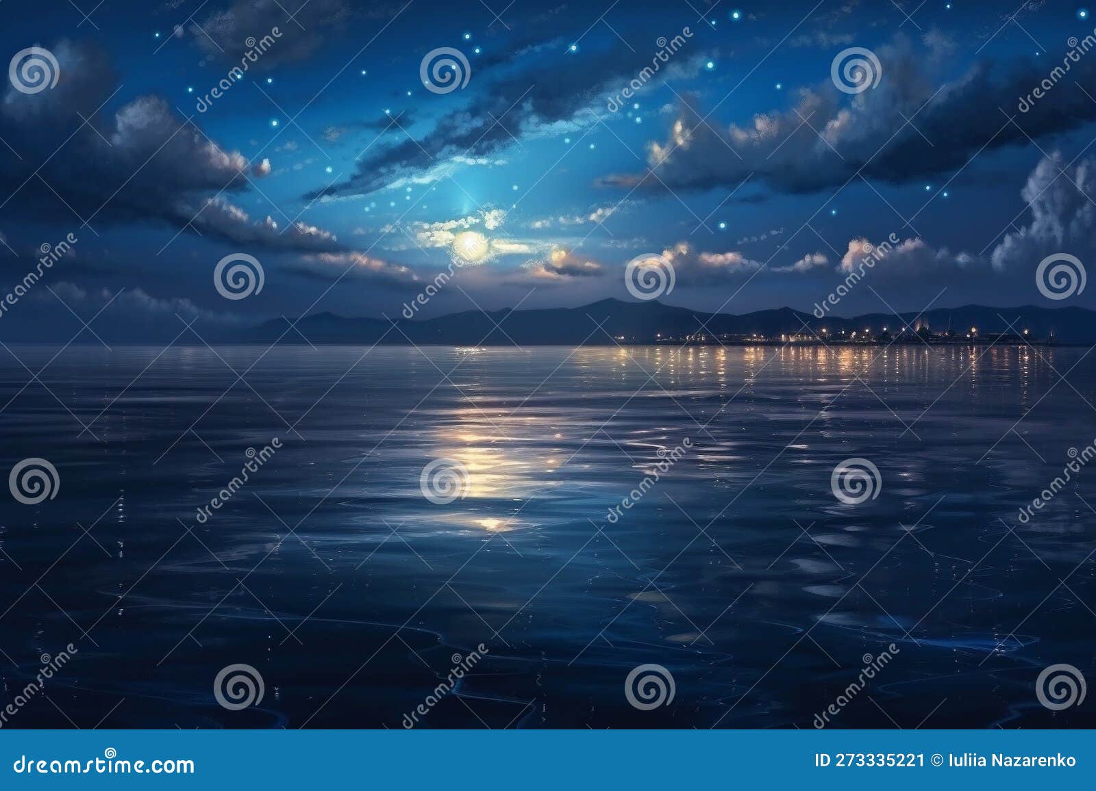 Reflection of the Starry Sky on the Sea Surface. AI Generated Stock ...