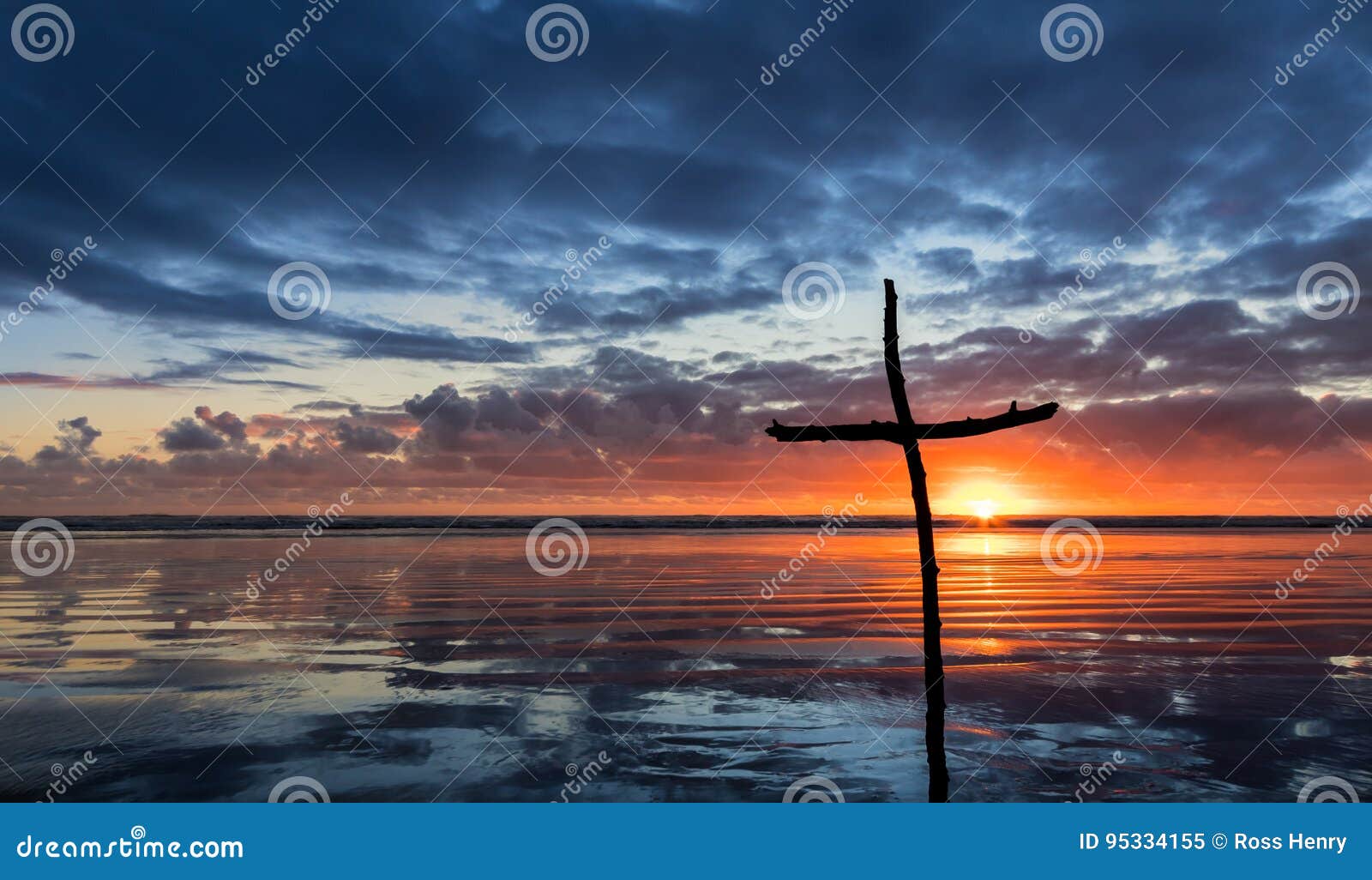Reflection Stick Cross Salvation Stock Image - Image of reflection ...