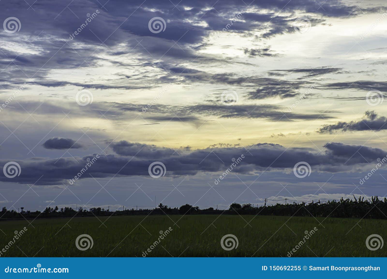 The Reflection of the Sun in the Evening and the Clouds on the Sky with ...