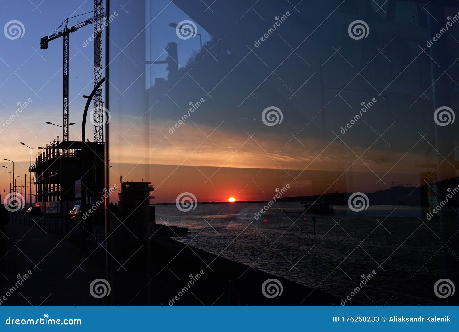 Reflection of the Sun in Glass Sunset Stock Image - Image of dusk ...