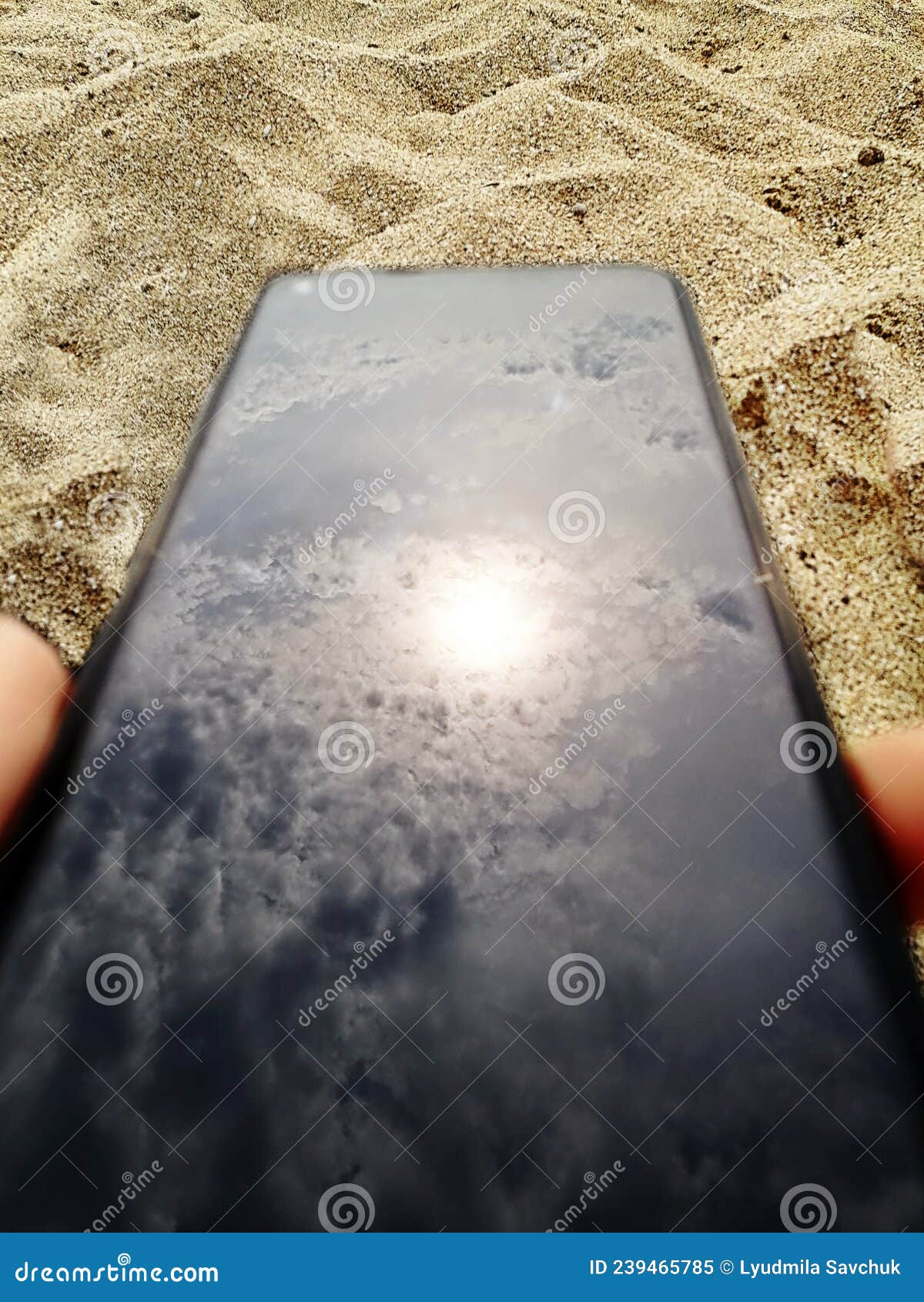 Reflection of the Sun on the Phone Screen Stock Image - Image of screen ...