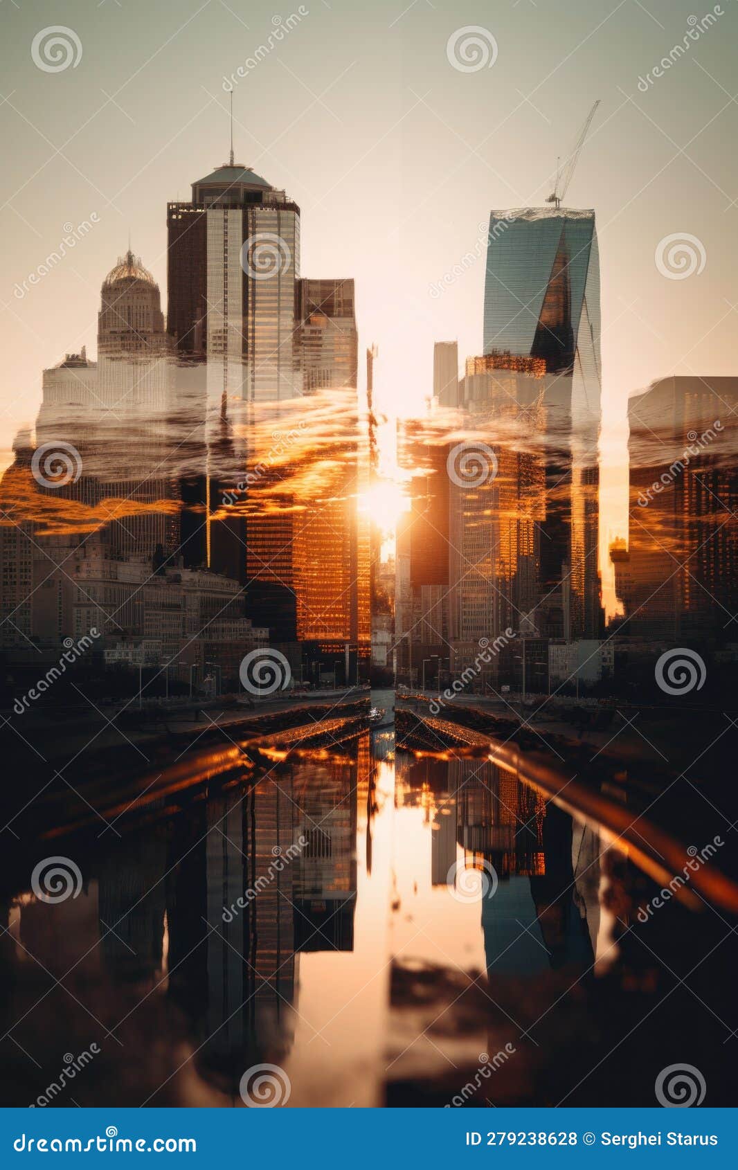 A Reflection of the Sun in a Puddle of Water. Generative AI Image ...