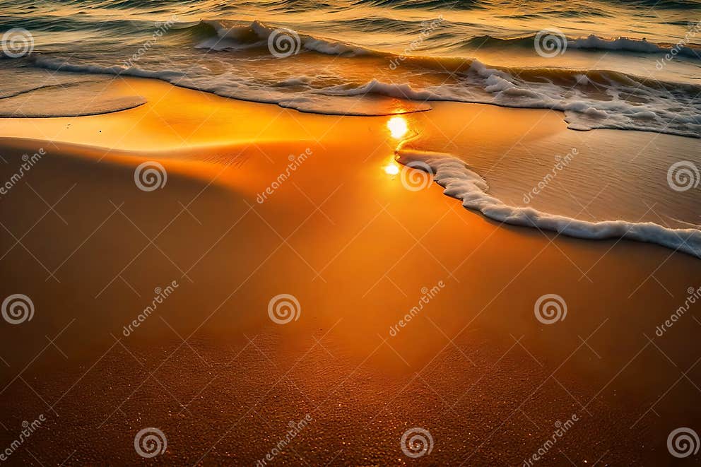 Reflection of Sun in the Sea Waves Stock Illustration - Illustration of ...