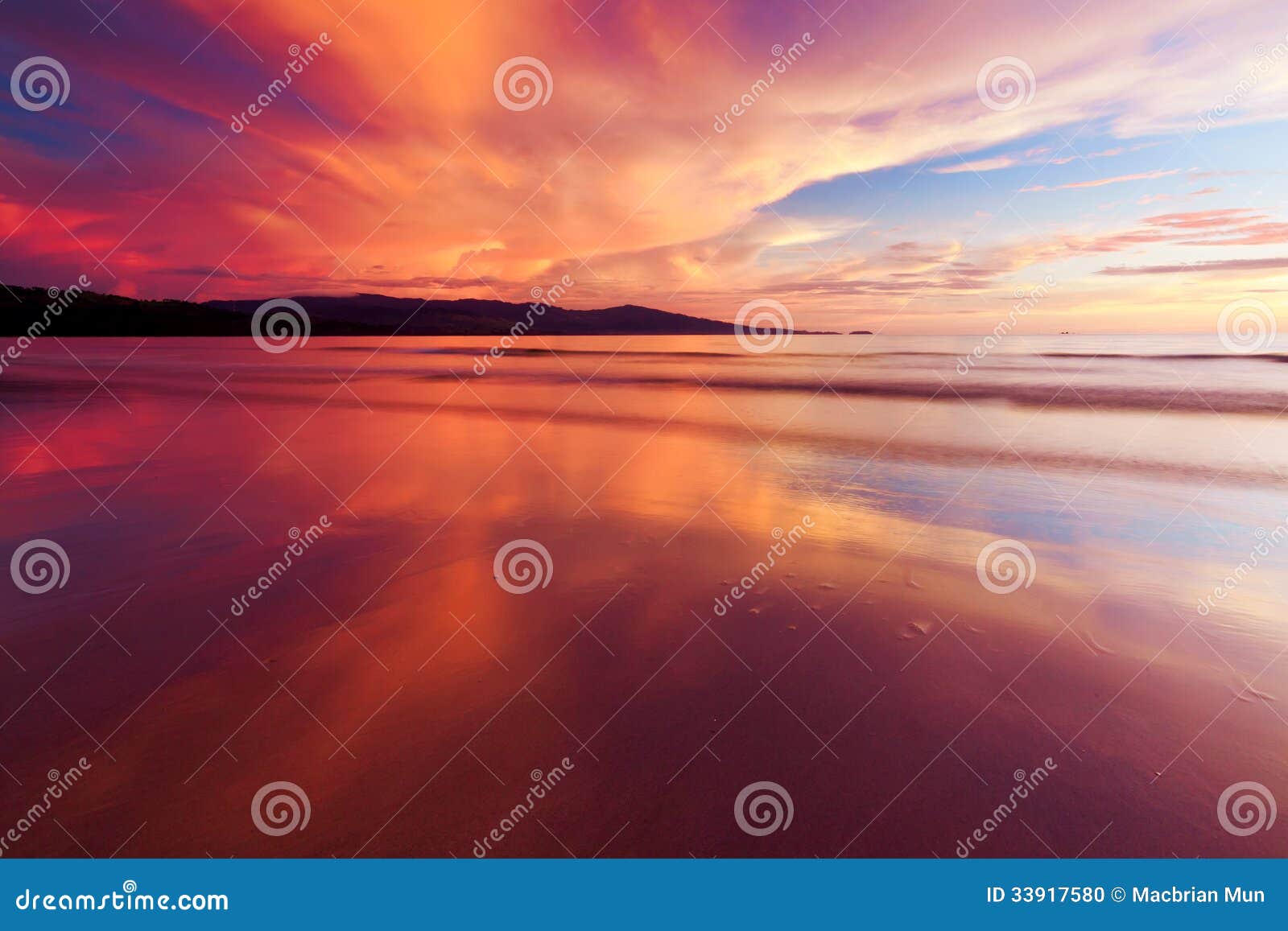Reflection of Sunset Colors at a Beach Stock Photo - Image of beauty ...