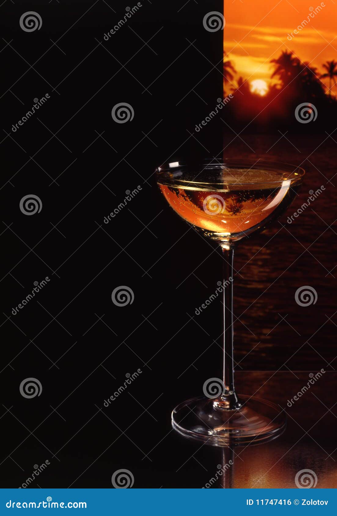 Reflection of Sunset in Glass of Champagne Stock Photo - Image of ...