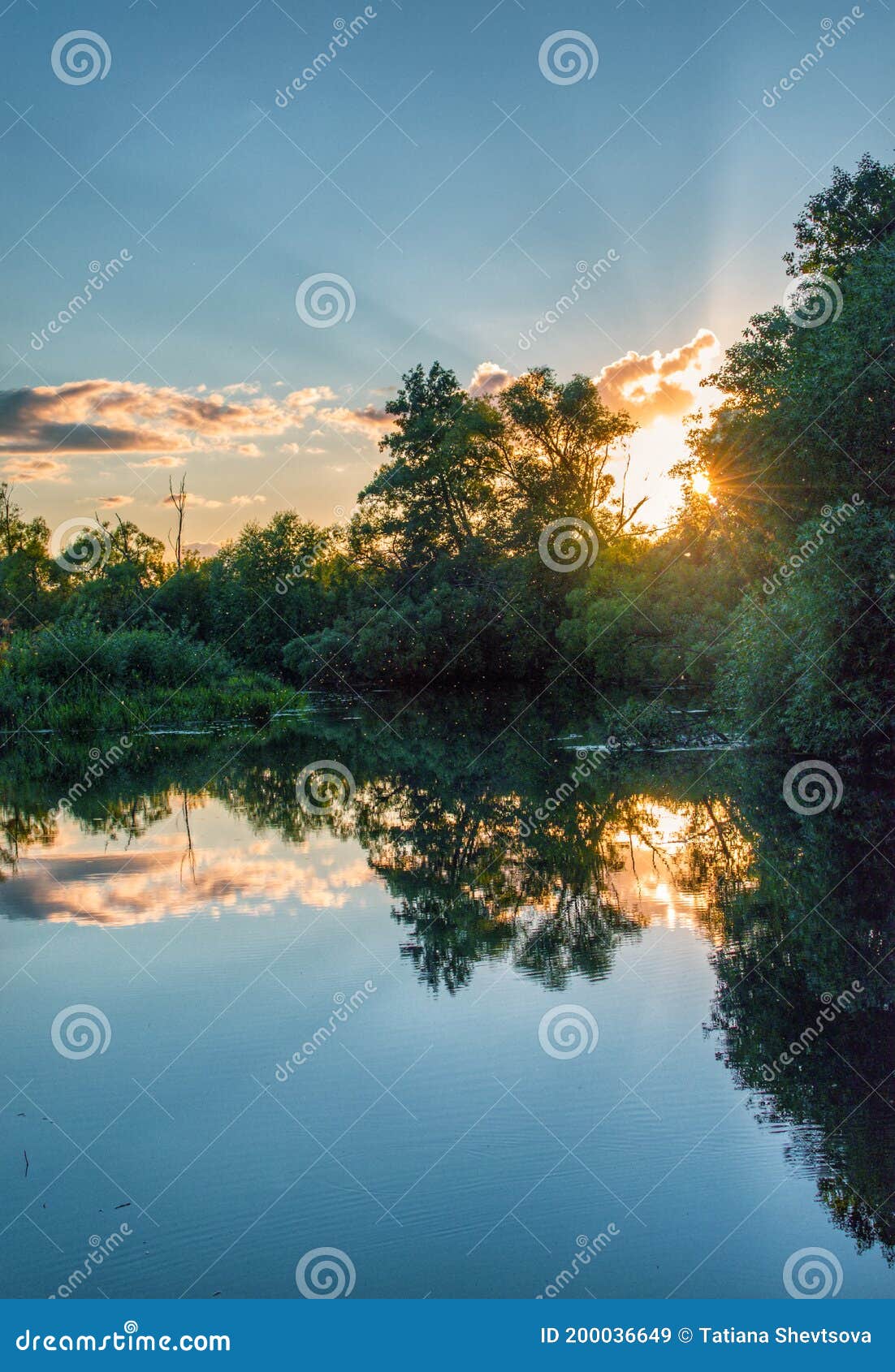 Reflection of the Sunset in the River Stock Image - Image of sunset ...