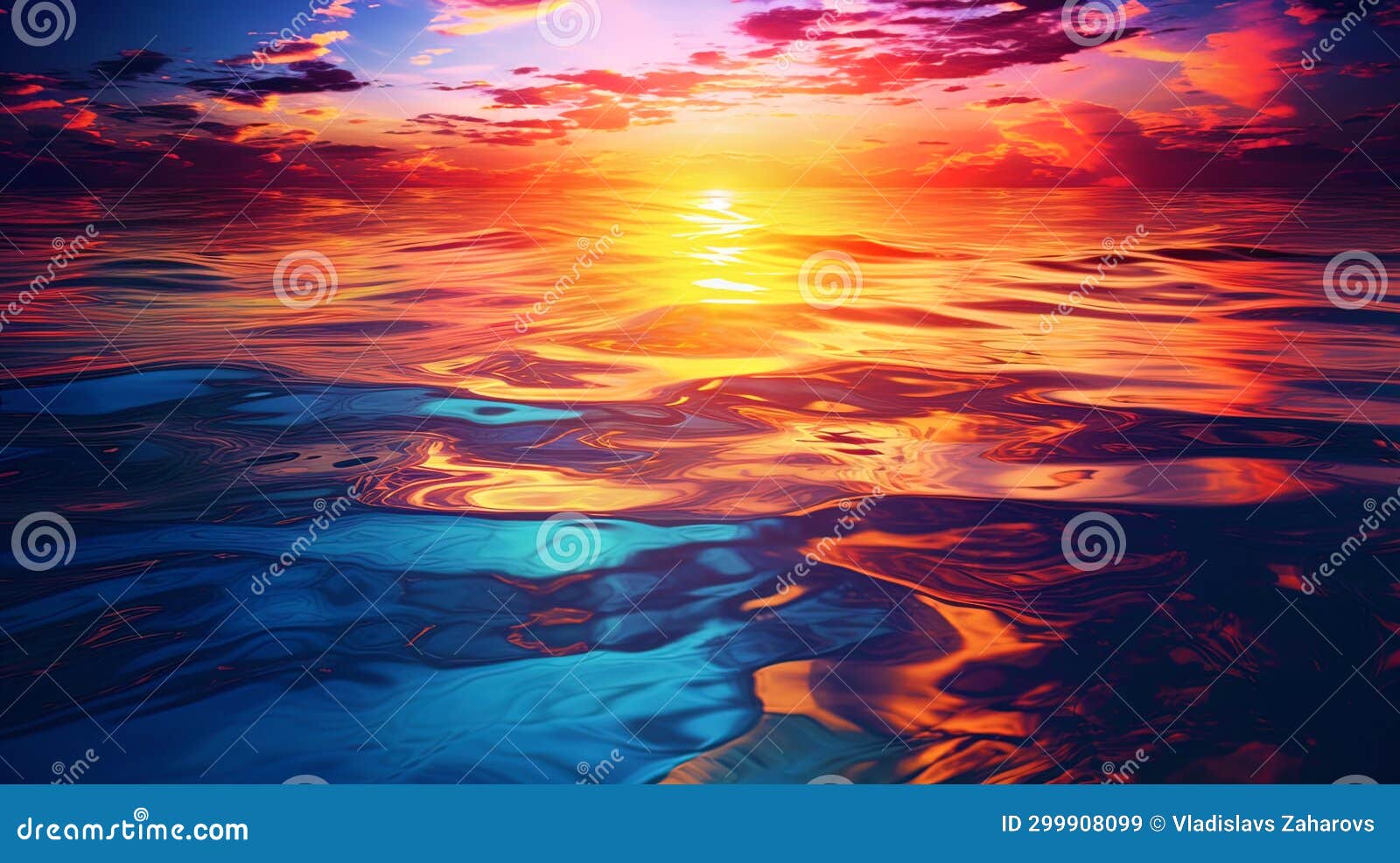 Reflection of Sunset in Water with Multi Colored Overflows Stock ...